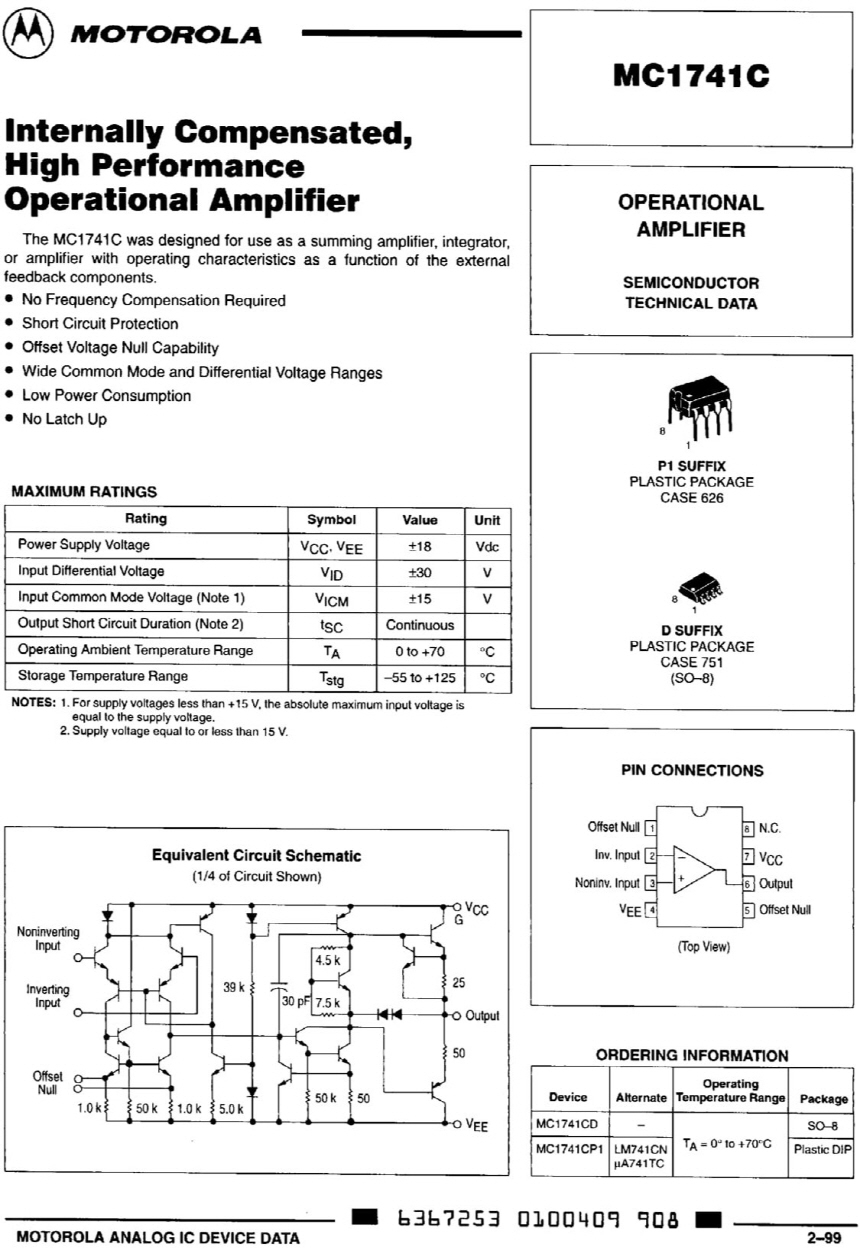 MOTOROLA MC1741CP1 HBM1027
